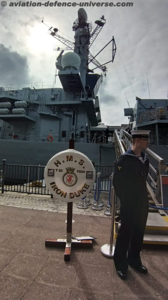RoyalNavy Ship HMS Iron Duke docked in the Thames at DSEi 2023 - ADU ...