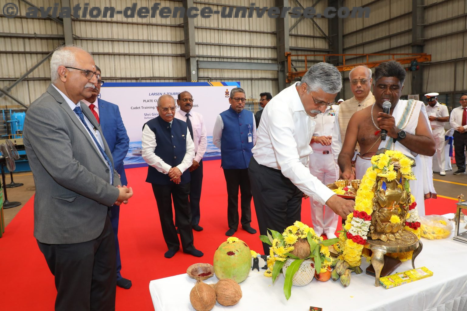 Indian Navy's 3rd cadet ship steel cutting begins at L&T Kattupalli ...