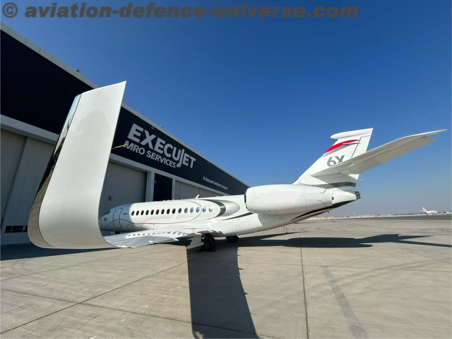 Falcon 6X aircraft at ExecuJet MRO Services Middle East facility - ADU ...