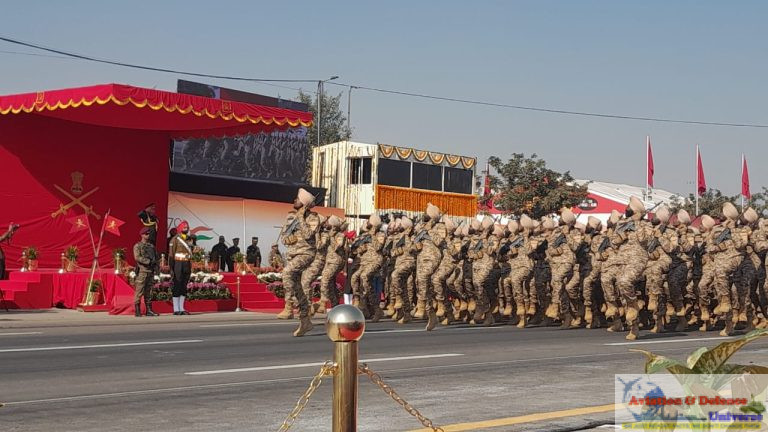 Soldiers marching down Mahal Road Jaipur